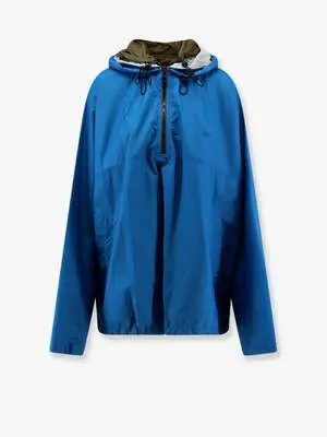 Loewe Anorak Technical Fabric Windbreaker With Embroidered Anagram Logo - Blue
