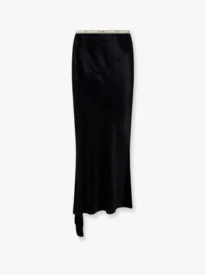 Celine Viscose Satin Midi Skirt - Black
