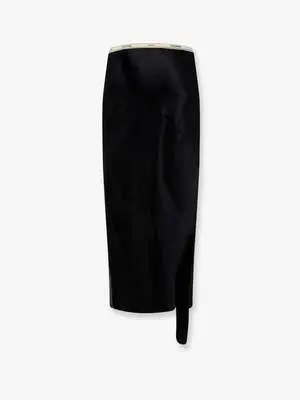 Celine Viscose Satin Midi Skirt - Black