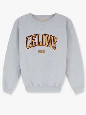 Celine Loose Fit Cotton Sweatshirt With Logo Print - Multicolor