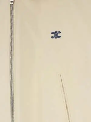 Celine Cotton Blend Zip-up Jacket With Triomphe Embroidery
