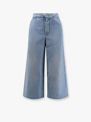 Loewe Wide-leg Cotton Trousers With Embroidered Anagram - Multicolor