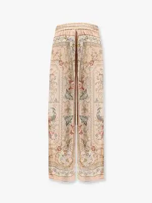 Zimmermann Roselight Silk Tapestry Floral Print Wide Leg Trousers - Multicolor