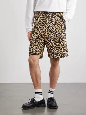 Kapital Wide-leg Belted Leopard-print Cotton-twill Shorts