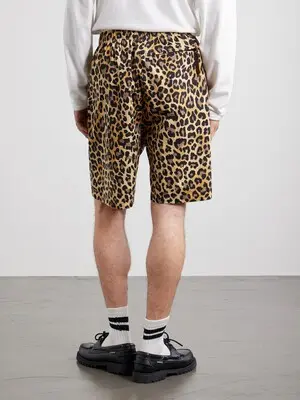 Kapital Wide-leg Belted Leopard-print Cotton-twill Shorts