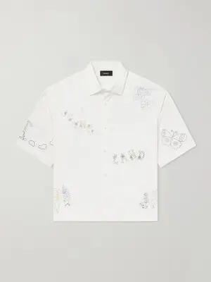 NAHMIAS Scribble Cotton-blend Poplin Shirt - White