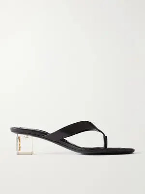 Saint Laurent Slip 45 Leather Thong Mules - Black