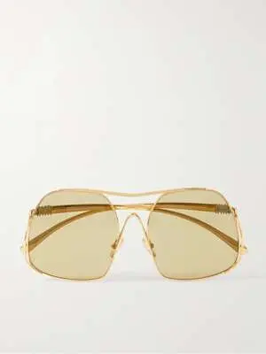 Miu Miu Square-frame -tone Sunglasses - Gold