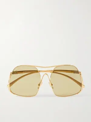 Miu Miu Square-frame -tone Sunglasses - Gold