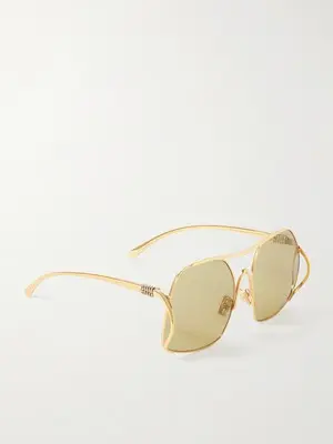 Miu Miu Oversized Square-frame Sunglasses - Gold