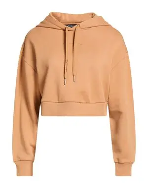 Armani Exchange Cropped French Terry Hoodie With Embroidered Logo - Beige