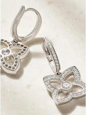 DE BEERS LONDON 18-karat White Diamond Lotus Earrings