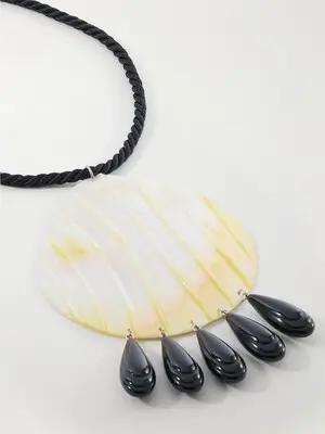 JULIETTA Rhodium-plated, Shell, Resin And Cord Necklace - Black