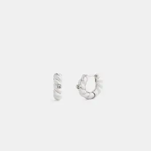 COACH Signature Mini Huggie Hoop Earrings - Silver