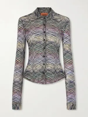 Missoni Embellished Crochet-knit Cardigan - Purple