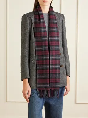 Etro Fringed Checked Wool Scarf