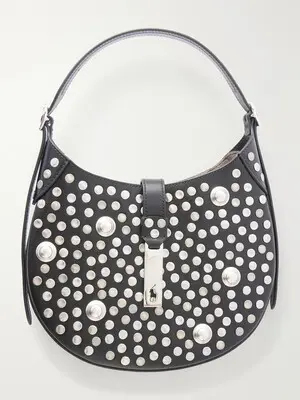 Polo Ralph Lauren Studded Leather Shoulder Bag - Black