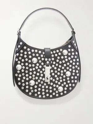 Polo Ralph Lauren Studded Leather Shoulder Bag - Black