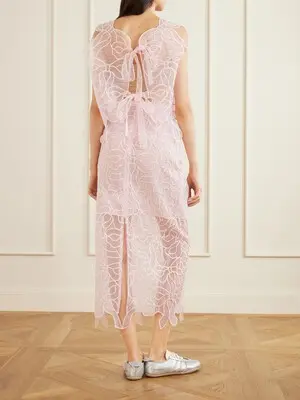 Cecilie Bahnsen Aya Embroidered Crinkled Organza Top
