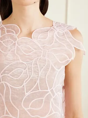 Cecilie Bahnsen Aya Embroidered Crinkled Organza Top