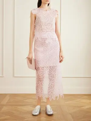 Cecilie Bahnsen Aya Embroidered Crinkled Organza Top