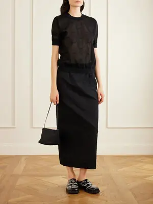 Cecilie Bahnsen Cbuka Cotton-blend Matelassé Midi Skirt - Black