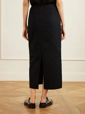 Cecilie Bahnsen Cbuka Cotton-blend Matelassé Midi Skirt - Black