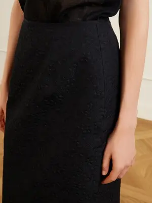 Cecilie Bahnsen Cbuka Cotton-blend Matelassé Midi Skirt - Black