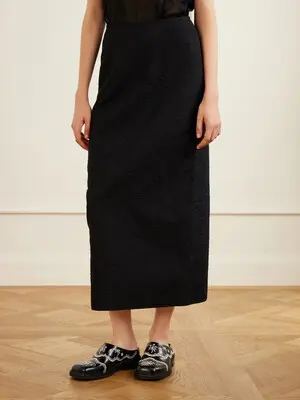 Cecilie Bahnsen Cbuka Cotton-blend Matelassé Midi Skirt - Black