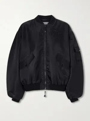 Cecilie Bahnsen Embroidered Knotted Shell Bomber Jacket - Black