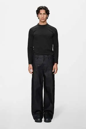 Rains Heavy Woven Pants Straight - Black