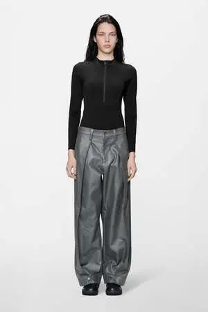 Rains Heavy Woven Wide-leg Pants With Adjustable Volume