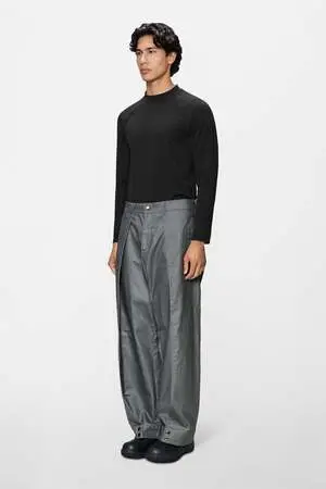 Rains Wide-leg Pleated Pants In Organic Cotton Twill
