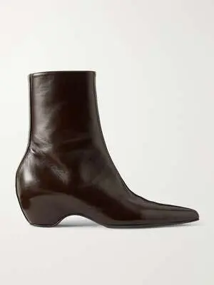 Khaite Sybil Leather Ankle Boots - Brown