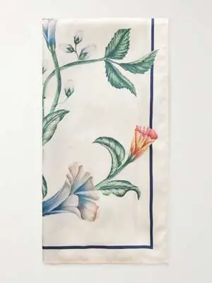 Agua Bendita Ceiba Brisa Floral-print Silk-twill Scarf - Cream