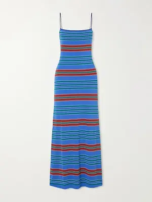 Faithfull The Brand Lucy Striped Cotton-blend Maxi Dress - Blue
