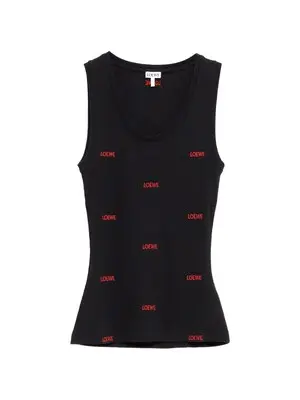 Loewe Logo Cotton Tank Top - Black