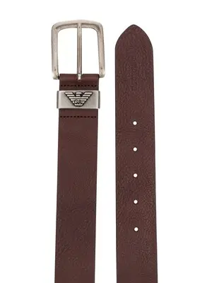 Emporio Armani Leather Belt With Silver-tone Hardware - Brown