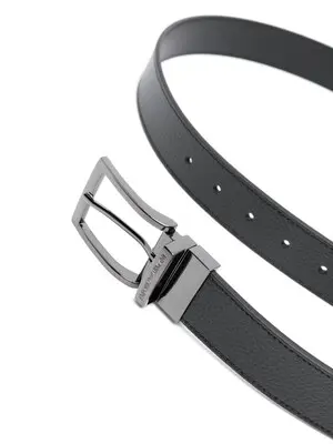 Emporio Armani Leather Belt With Gunmetal-tone Hardware