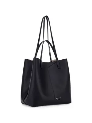 Emporio Armani Medium Leather Tote Bag - Black