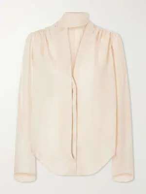 Maria Mcmanus Scarf-detailed Satin Blouse - Cream
