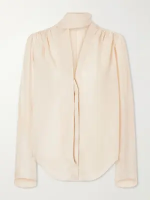 Maria Mcmanus Scarf-detailed Satin Blouse - Cream