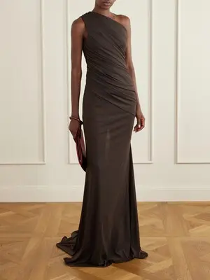 Alex Perry One-shoulder Gathered Jersey Gown