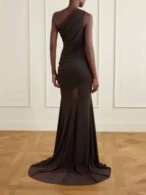Alex Perry One-shoulder Gathered Jersey Gown