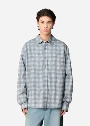 Axel Arigato Distort Gingham Shirt - Light Blue