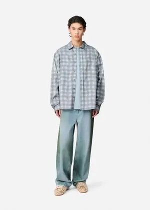 Axel Arigato Distort Gingham Shirt - Light Blue
