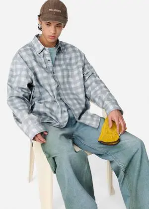 Axel Arigato Distort Gingham Shirt - Light Blue