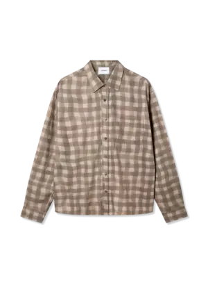 Axel Arigato Distort Gingham Shirt - Brown