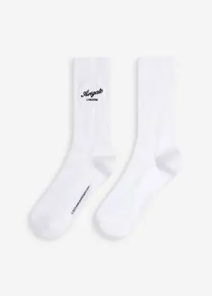 Axel Arigato Ribbed Cotton-blend Tube Socks With Embroidered Logo