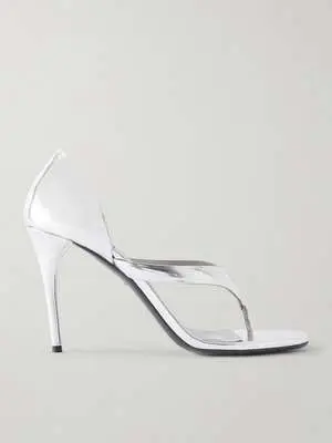 Alaïa Infradito 90 Leather Sandals - Silver